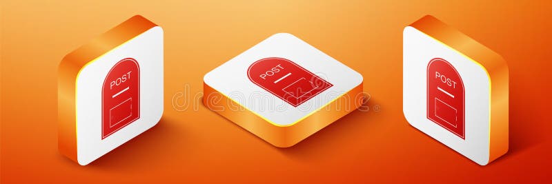 Isometric Mail Box Icon. Post Box Icon Isolated on Orange Background ...