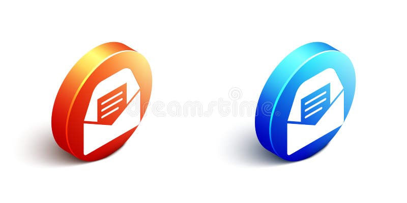 Isometric Mail and E-mail Icon Isolated on White Background. Envelope ...