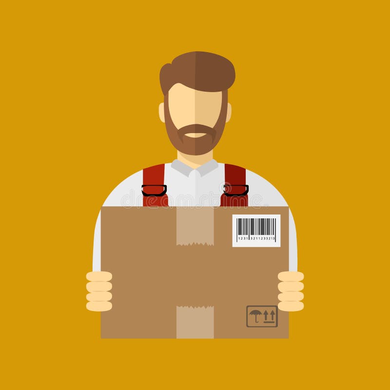 Isometric Man, Delivery Concept. Man and Parcel, Isolated Design Stock ...