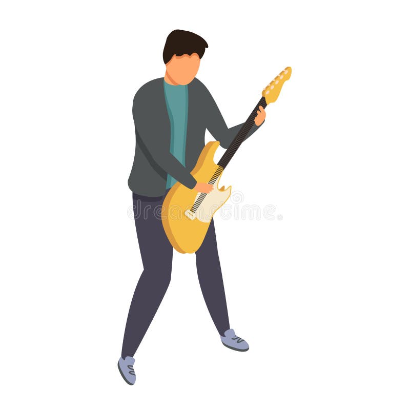 Isometric Man Playing Guitar Stock Vector - Illustration of play ...