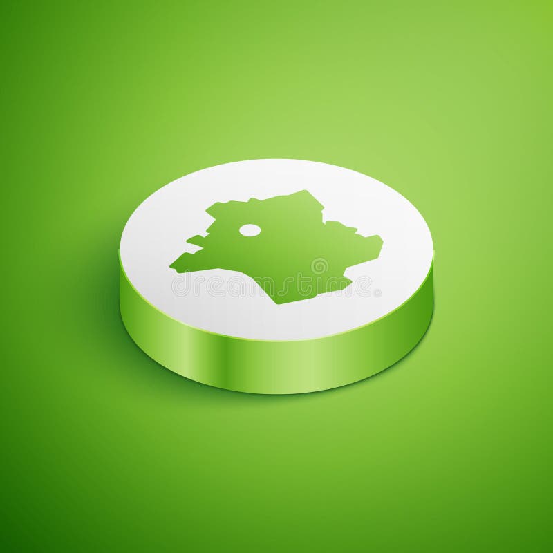 Isometric Map of France Icon Isolated on Green Background. White Circle ...