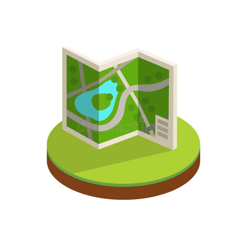Isometric Map Icon for Tourist on a White Background Stock Illustration ...