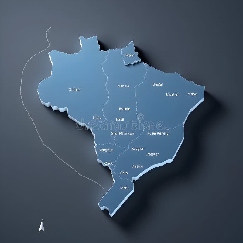 Isometric Map Illustration with Regions and Borders on Dark Background ...