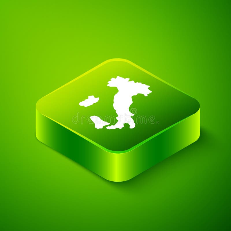 Isometric Map of Italy Icon Isolated on Green Background. Green Square ...