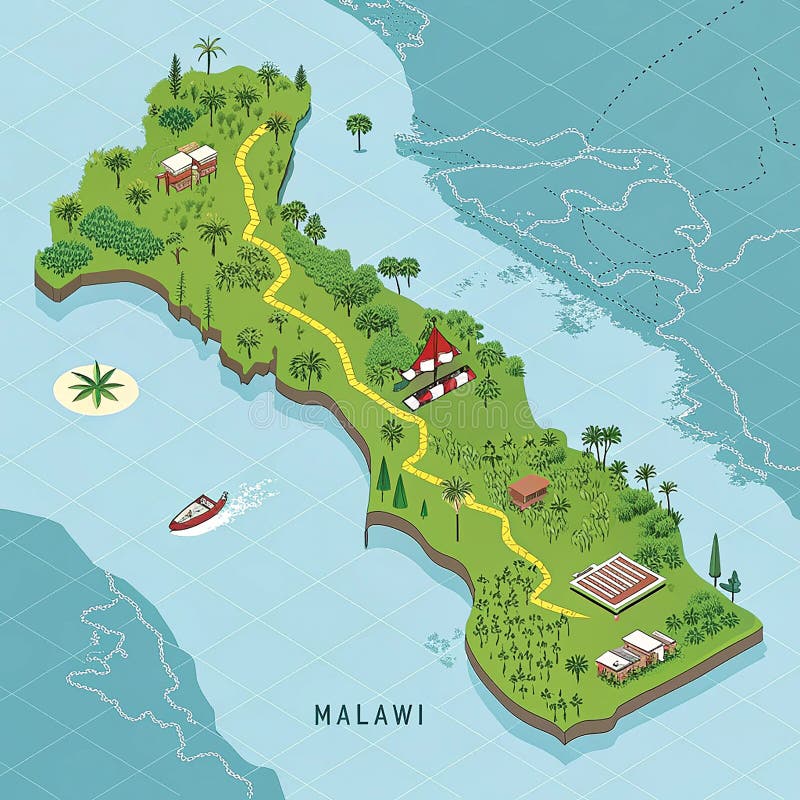 Isometric Map of Malawi Vector Stock Illustration - Illustration of ...