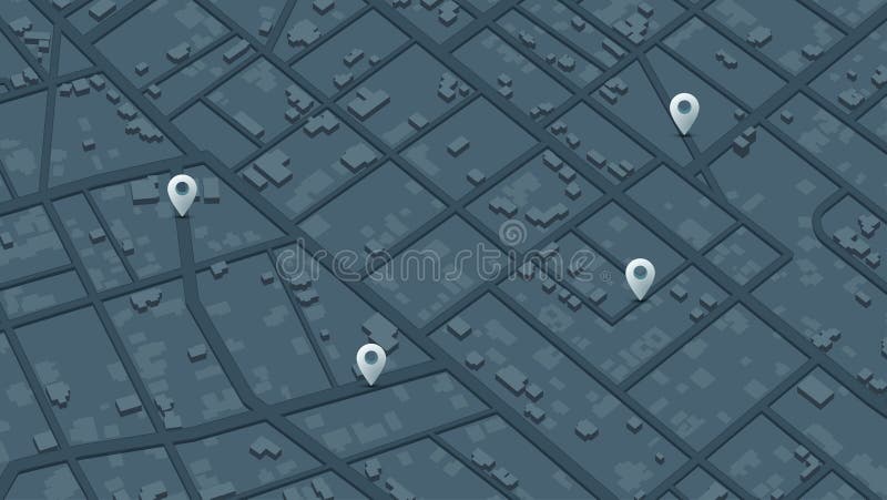 Isometric Map with Pins Location on Streets. Online Navigation Map ...