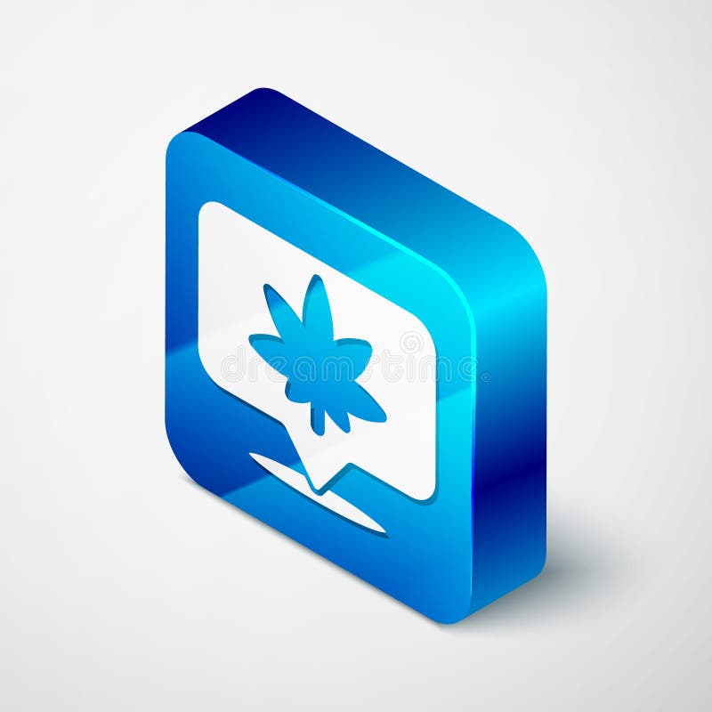 Isometric Map Pointer and Marijuana or Cannabis Leaf Icon Isolated on ...
