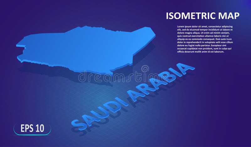 Isometric Map of the SAUDI ARABIA. Stylized Flat Map of the Country on ...
