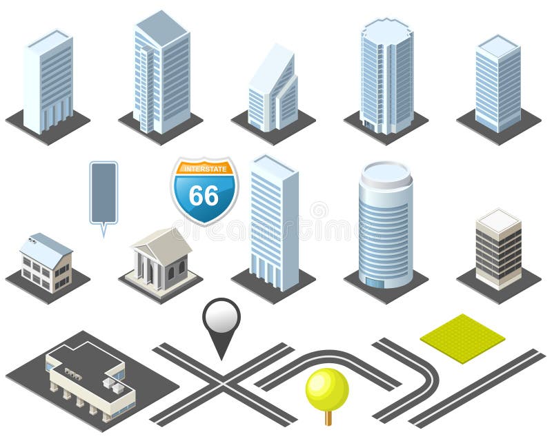 Suburban Community Isometric City Kit Stock Vector - Illustration of ...
