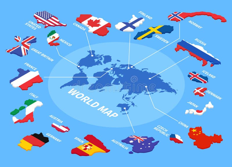 Isometric Countries Infographics Stock Illustration - Illustration of ...