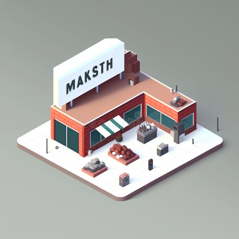 Isometric Market Stall, Tent. Street Awning Canopy Kiosk, Counter ...