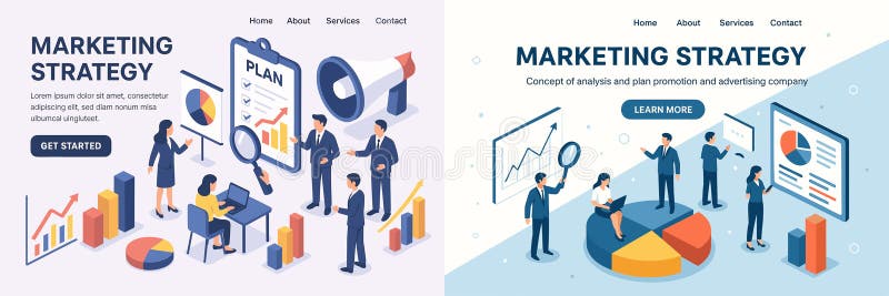 Isometric Marketing Strategy Visualization with Analysis and Planning ...