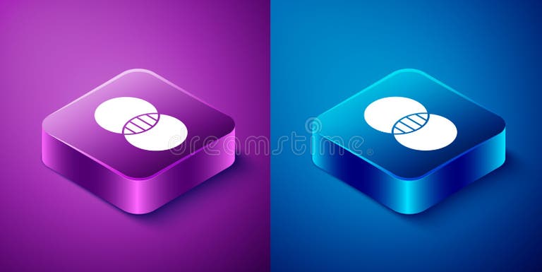 Isometric Mathematics Sets a and B Icon Isolated on Blue and Purple ...