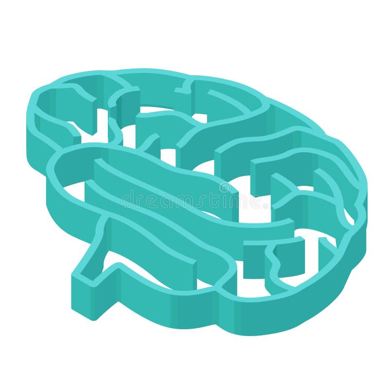Isometric Maze Brain Vector Graphic Illustration. Realistic Model of ...