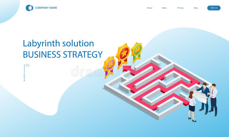 Isometric Maze, Labyrinth Solution. Business Team Looking for Solution ... Isometric Maze, Labyrinth Solution. Business Team Looking for Solution ...