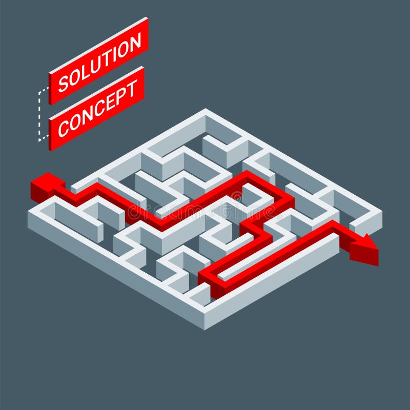 Isometric Maze, Labyrinth Solution Concept. Infographic Template Stock ...