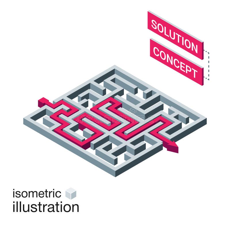 Labyrinth and Solution stock illustration. Illustration of efficiency ...