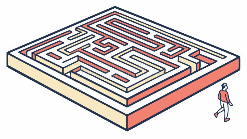 Isometric Maze Puzzle Two People Navigating Vector Illustration ...