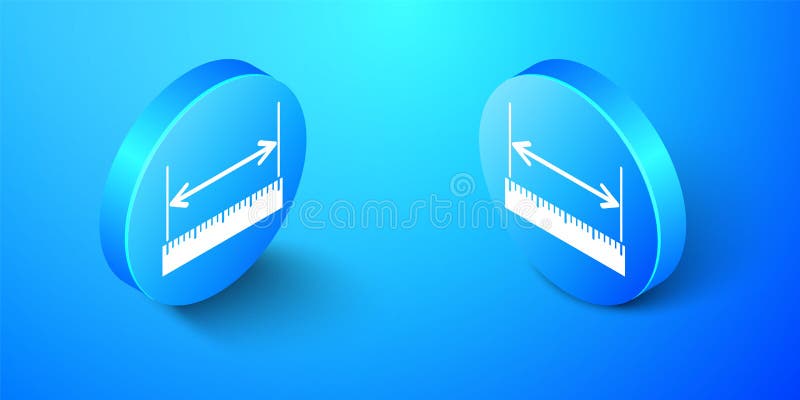 Isometric the Measuring Height and Length Icon Isolated on Blue ...
