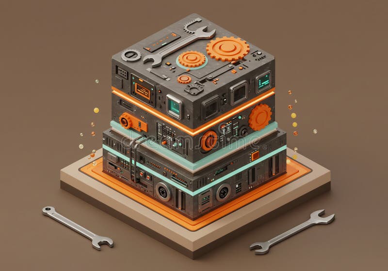 Isometric Mechanical Tower Structure Stock Illustrations – 15 Isometric ...