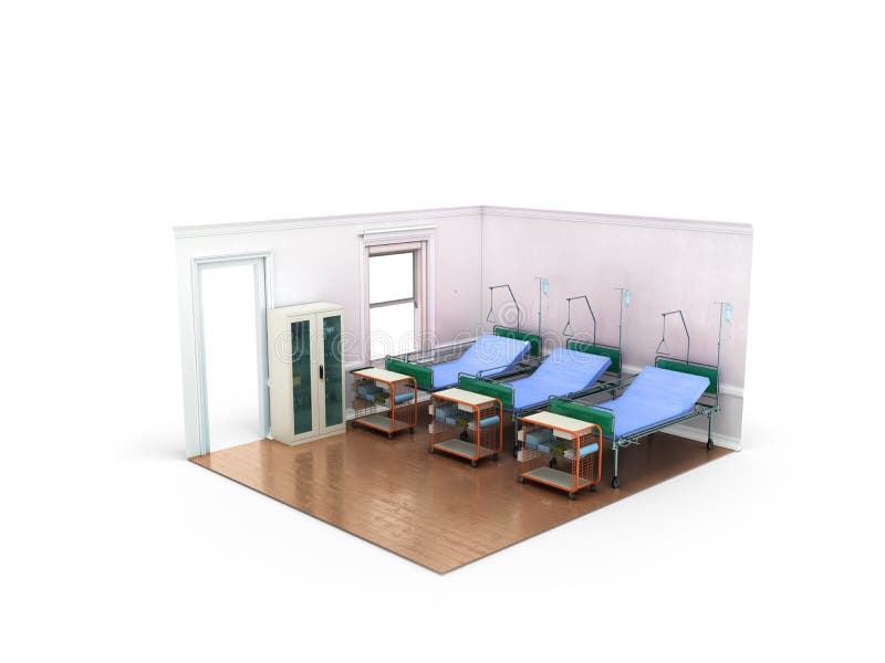 Isometric Medical Room Three Bed 3d Render on White Background Stock ...