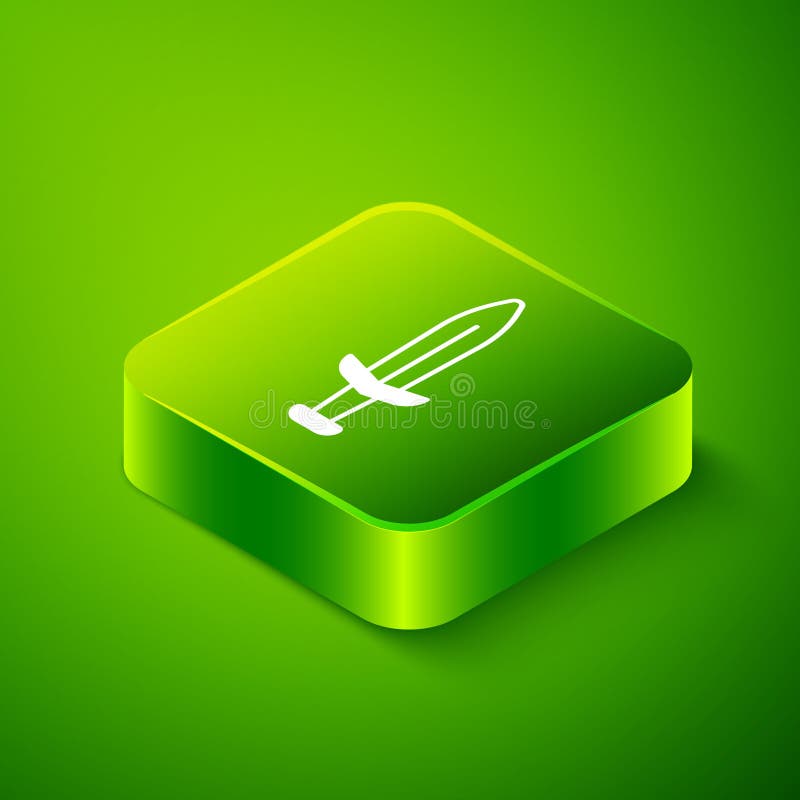 Isometric Medieval Sword Icon Isolated on Green Background. Medieval ...