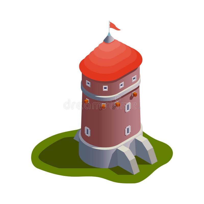 Isometric Medieval Tower stock vector. Illustration of fortified ...