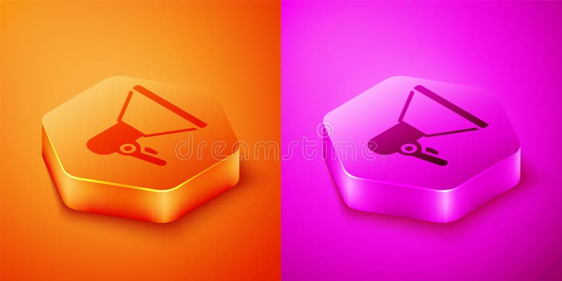 Isometric Megaphone Icon Isolated on Orange and Pink Background ...