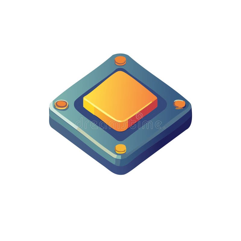 Isometric Metal Platform with Central Orange Block Detail of Futuristic ...