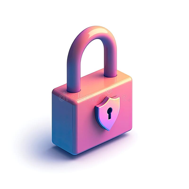 Isometric of Metallic 3D Padlock Icon for Security Design Stock ...