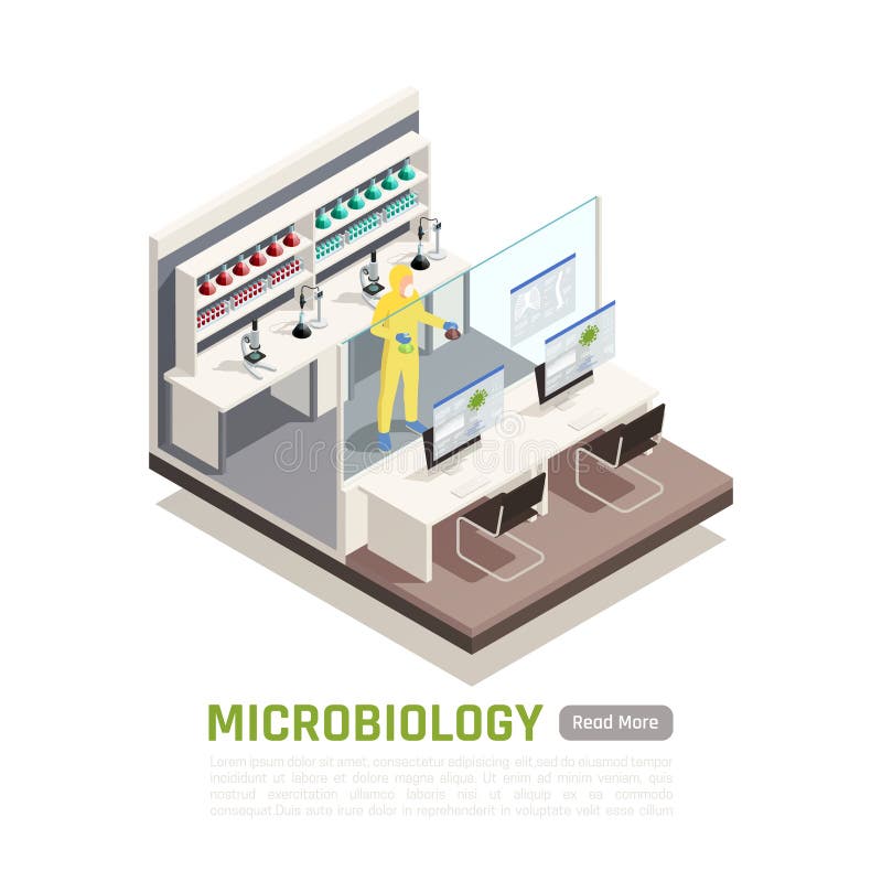 Isometric Microbiology Illustration Stock Vector - Illustration of ...