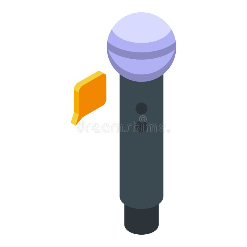 Isometric Microphone Illustration with Yellow Label Stock Vector ...