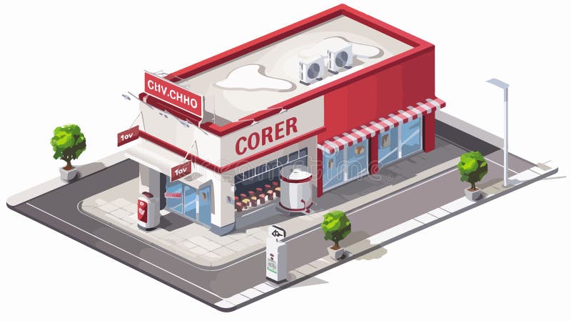 Isometric Milk Shop Building Vector Illustration for Professional ...