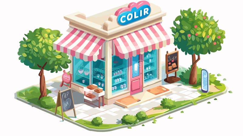Isometric Milk Shop Building Vector Illustration for Professional ...