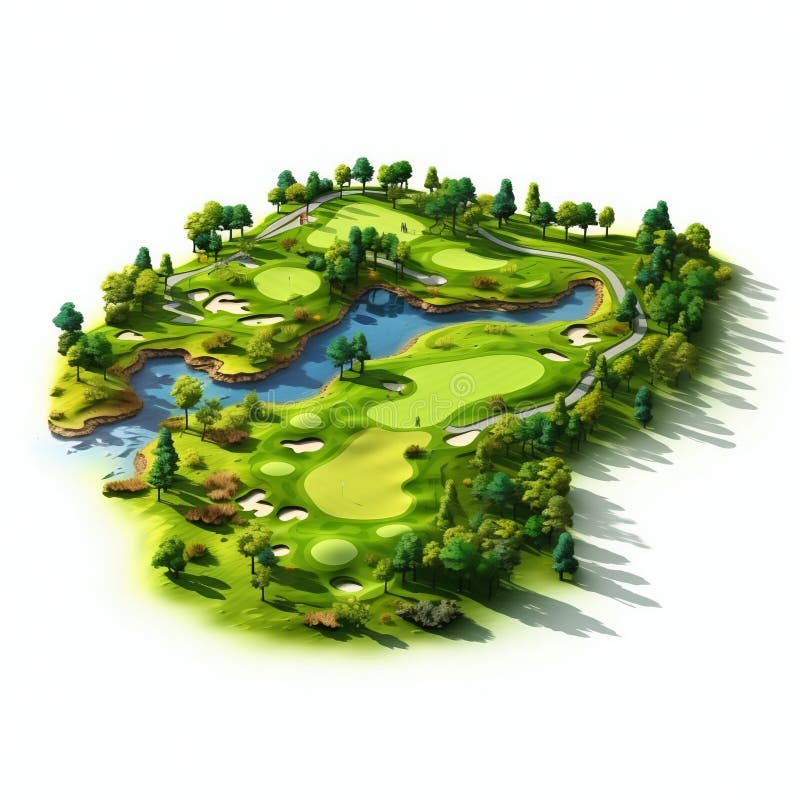 Isometric Miniature Golf Course Design. Generative Ai Stock ...