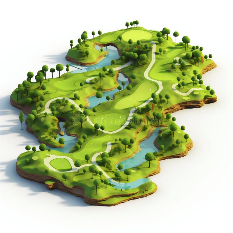 Isometric Miniature Golf Course Design. Generative Ai Stock ...