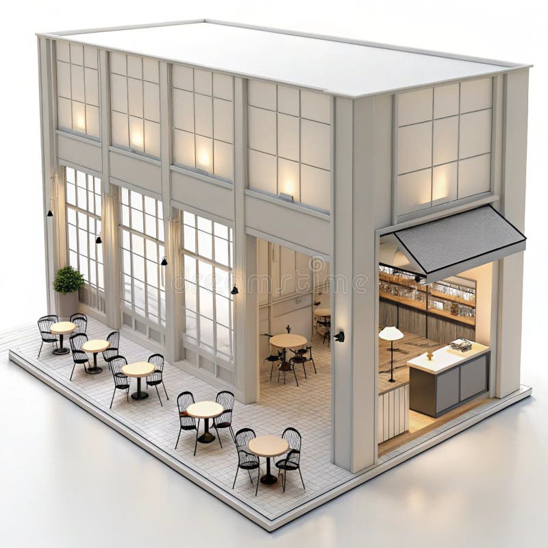 Isometric Minimal Cafe Store Interior Architecture Stock Illustration ...