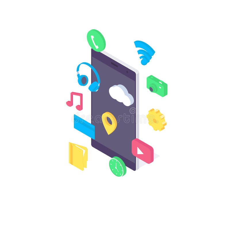 Isometric Mobile App Flat Concept Application Design User Interface ...