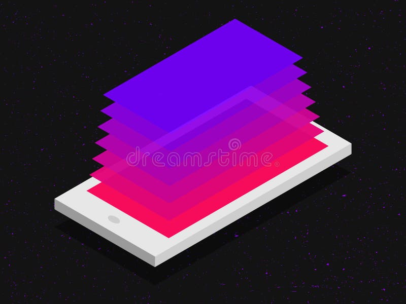 Isometric Mobile Application Concept in Flat Colors. Stock Vector ...