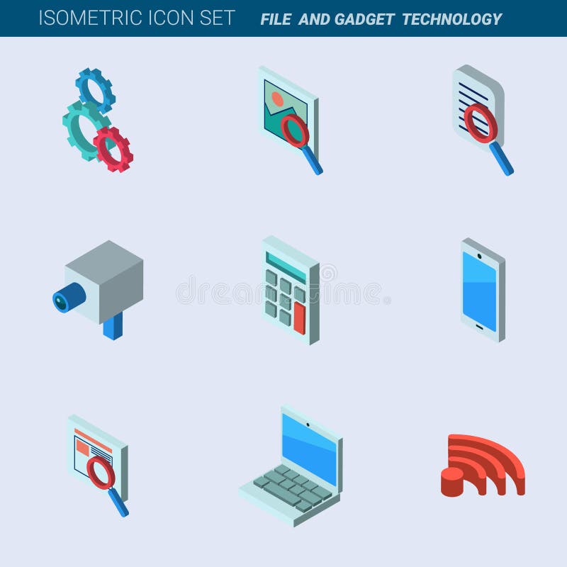 Isometric Mobile Gadgets and Technology Icons Set Vector Illustration ...
