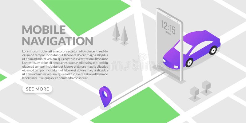 Isometric Mobile Gps Navigation and Tracking with City Map and Marker Stock Vector ...