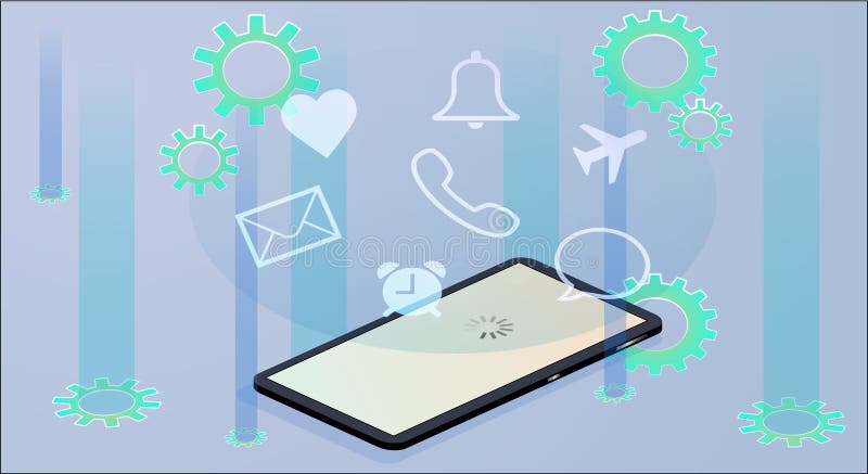 Isometric Mobile Phone with Icons Isometric Mobile Phone with Icons and ...