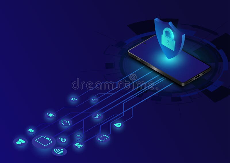 Isometric Mobile Phone Network Security Information Transfer Background ...