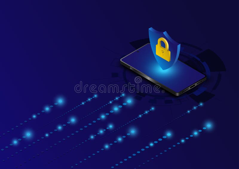 Isometric Mobile Phone Network Security Information Transfer Background ...