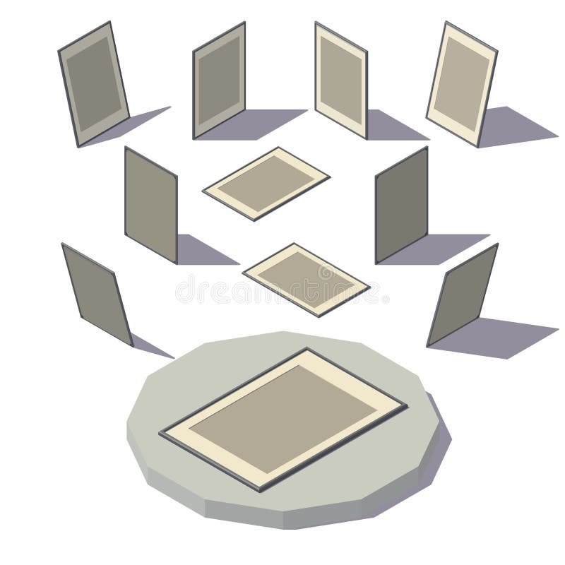 Isometric Mockup Poster Frame Stock Vector - Illustration of gray ...