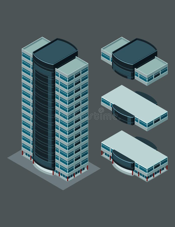 Vector isometric building stock vector. Illustration of icon - 62681708