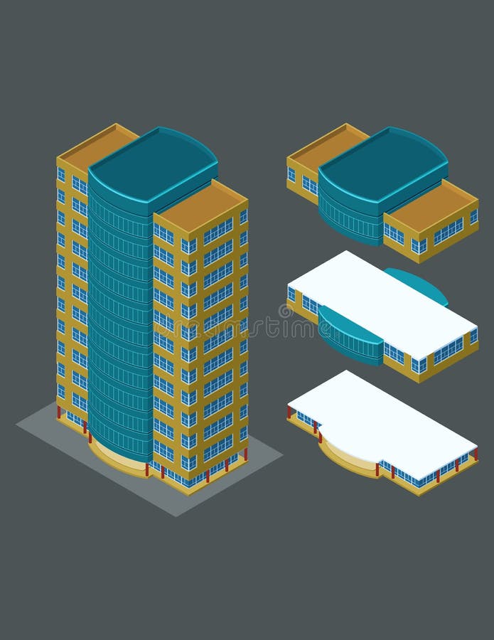 Isometric modern building stock vector. Illustration of structure ...
