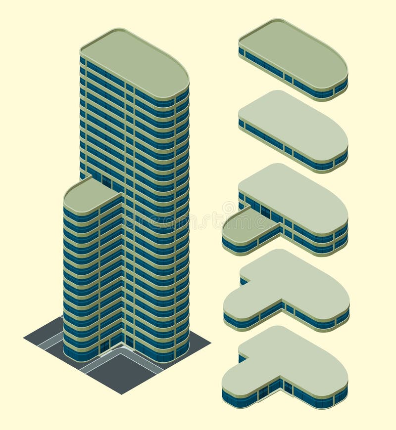 Isometric modern building stock vector. Illustration of real - 40740771