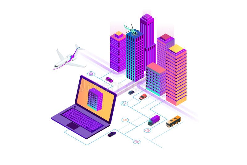 Isometric Modern City. Concept Website Template Stock Vector ...