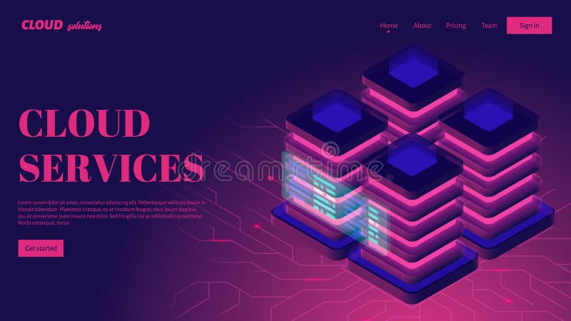 Isometric Modern Cloud Services, Technology and Networking Landing Page ...